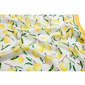 NaSoPerfect Silk Like Scarf Square Handkerchief Lemon Pattern Satin Ribbon Neck Scarfs for Women Yellow 21" x 21"