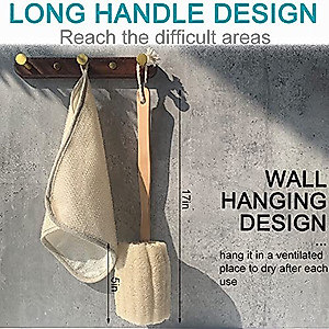 Natural Exfoliating Loofah luffa loofa Bath Brush On a Stick - with Long Wooden Handle Back Brush for Men & Women - Shower Sponge Body Back Scrubber Pack of 1