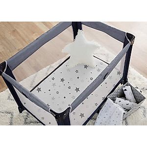 American Baby Company Fitted Pack N Play Playard Sheet 27" x 39", Soft Breathable Neutral 100% Cotton Jersey Pack and Play Sheet, Super Stars, for Boys and Girls, Fits Most Mini Crib Mattresses