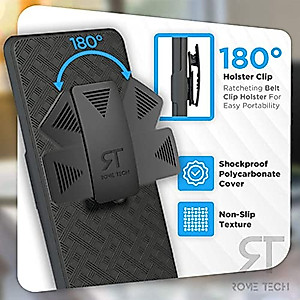 Rome Tech Belt Clip Phone Case for Moto G Stylus 2022 5G - Heavy Duty Shell Holster Combo - Rugged Cover with Kickstand Compatible with Motorola G Stylus 2022 5G - Black