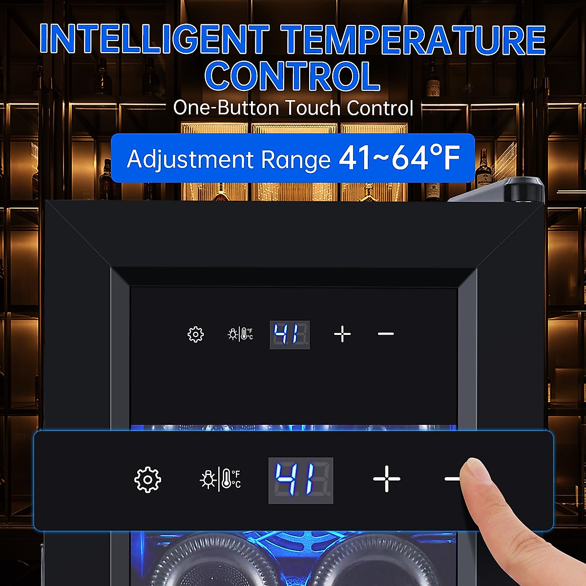 Takywep Mini Wine Fridge 14 Bottle, Wine Cooler Temperature Adjustment Range 41~64°F, Wine Fridge Small with Triple Pane Clear Glass Door, Wine Coolers for Home