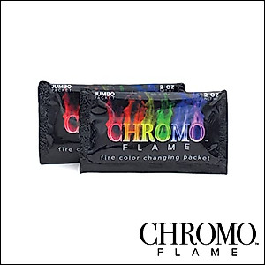 CHROMO FLAME Fire Color Changing Packets for Fire Pit, Campfire, Bonfire, Outdoor Fireplace | Mystic, Colorful, Magic, Rainbow Flames | 4 oz Total, 2-2 oz Jumbo Packets