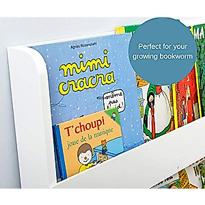 Tidy Books® Childrens Bookshelf (Age 0-10) Book Rack Storage for Kids, Wall Bookshelf, Front Facing Bookcase, 45.3 x 30.3 x 2.8 in, Wooden, White, Eco Friendly, Handmade, The Original Since 2004