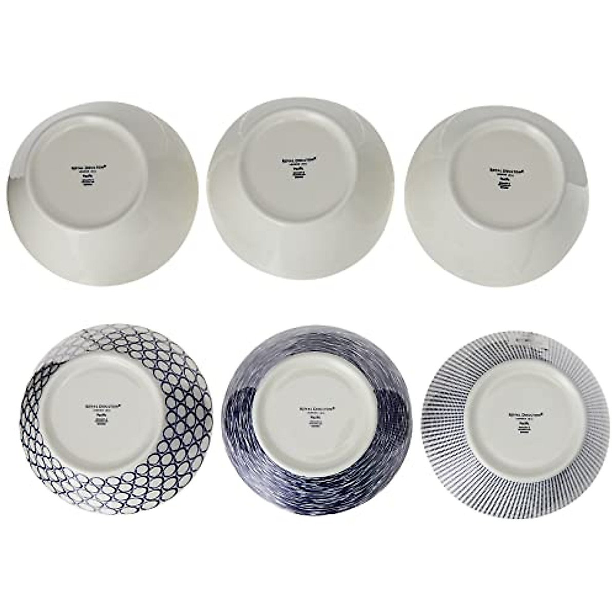 Royal Doulton Porcelain Pacific Mixed Patterns Bowls Set of 6, Blue/White, 5.9"