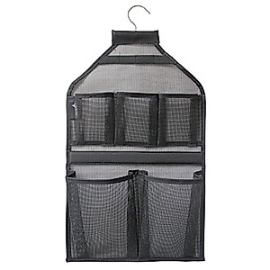MISSLO Shower Caddy Organizer 5 Pockets + Mesh Hanging Shower Caddy with Rotatable Hanger (Black)