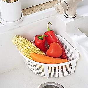 STRAW 1PC Triangle Kitchen Sink Fruit Washing Waste Draining Basket Plastic Storage Rack Multi Purpose Washing Bowl Sponge Drain Rack (Color : B)