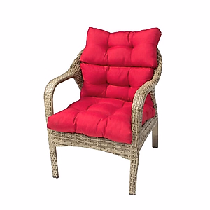 VISTABLUE Patio Chair Cushion, Tufted Outdoor High Back Patio Chair Cushions Replacement Patio Seating Cushions Set, Rocking Chair Cushion Pad with String Ties for Patio Swing Bench Wicker (Wine Red)