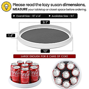 Set of 4, 10 Inch Non-Skid Lazy Susan Organizers - Turntable Rack for Cabinet, Pantry Organization and Storage, Kitchen, Fridge, Bathroom Makeup Vanity Countertop, Under Sink Organizing, Spice Rack