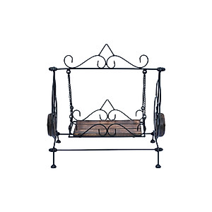 CRAFTCASTLE Wooden Antique Wrought Iron Krishna Jhula, Laddu Gopal Jhula - for Home and Office (Pack of 1)