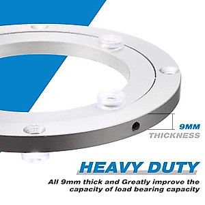 Hicarer 3 Pack 5.5 Inch Lazy Susan Bearing Hardware Turntable Heavy Duty Aluminum Small Lazy Susan Rotating Turntable Kitchen Base Turn Rotary Bearing Swivel Plate for Heavy Loads