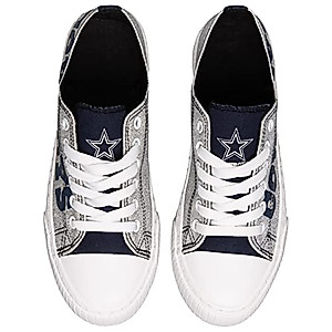 FOCO Dallas Cowboys NFL Womens Glitter Low Top Canvas Shoes - 9