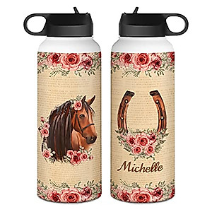 winorax Horse Gifts For Women Personalized Just A Girl Who Loves Horse Water Bottle Stainless Steel Insulated Sport Bottles Travel Cups 20oz 30oz Birthday Christmas Inspirational Gift Idea