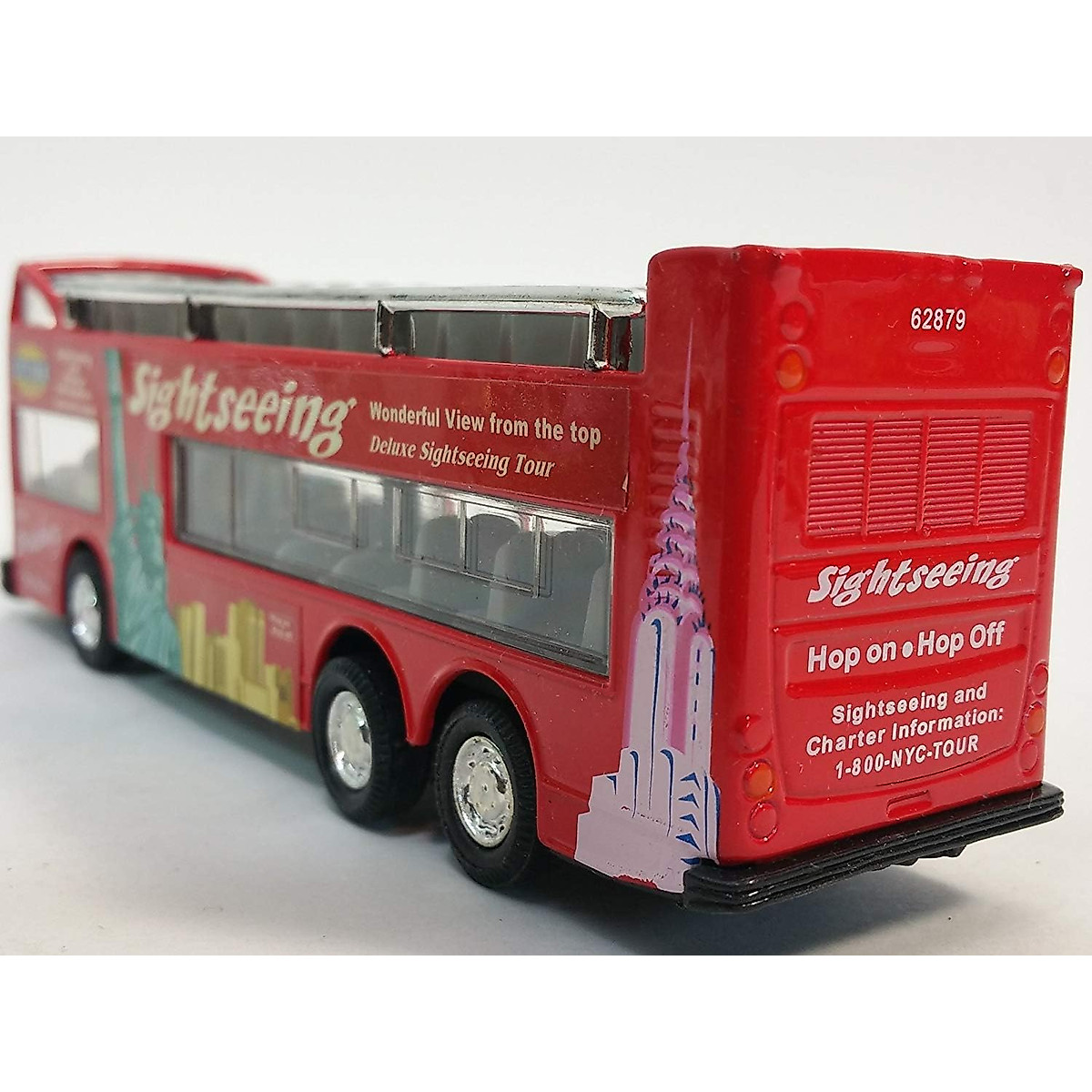 toywonders New York City NYC Double Decker NYC Sightseeing Double Decker Tour Bus Open Top Red 2168D 6 inch Diecast