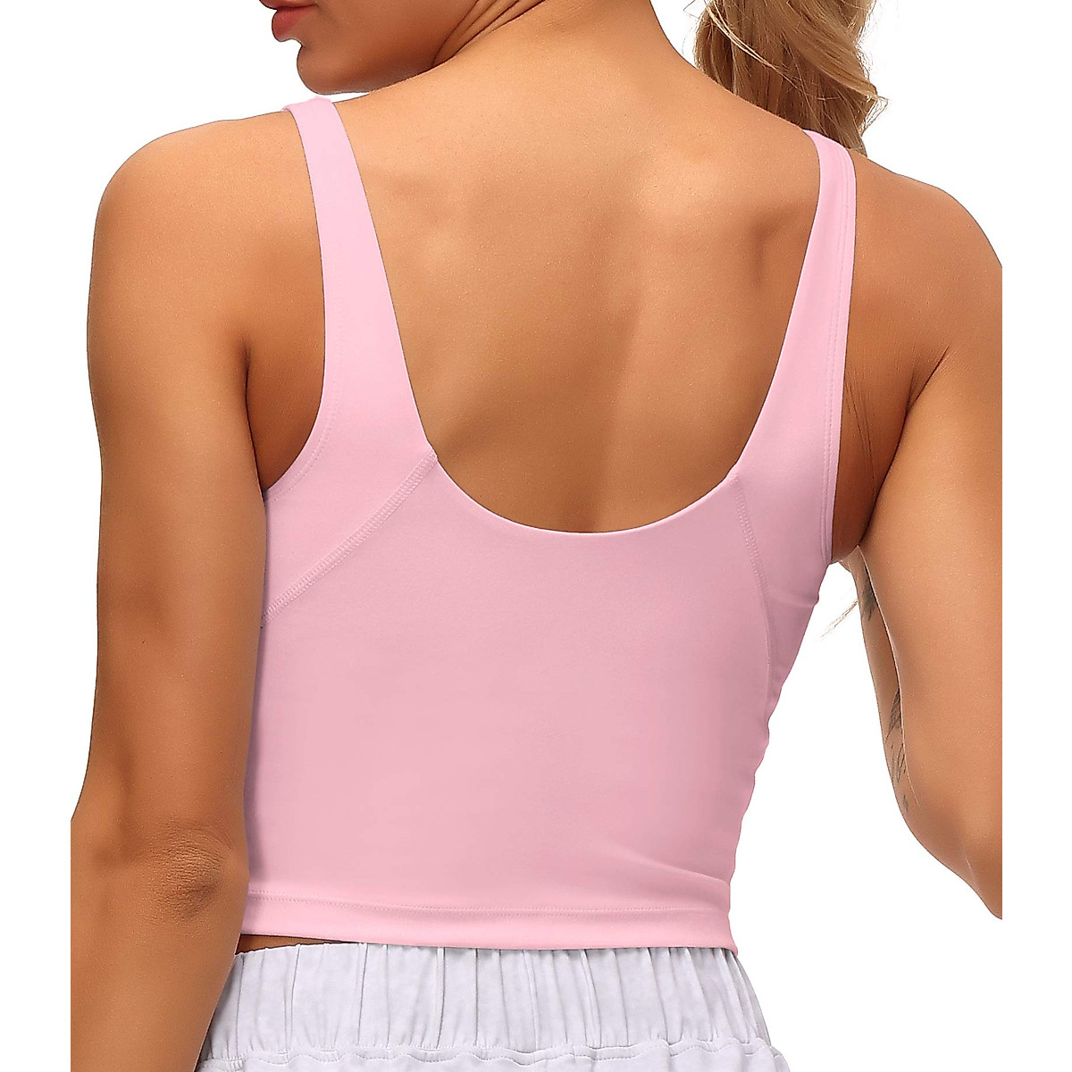 Dragon Fit Sports Bra for Women Longline Padded Bra Yoga Crop Tank Tops Fitness Workout Running Top (Medium, Pink)