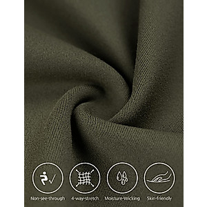 ZUTY 10"/ 5" Biker Shorts Women High Waisted with 2 Hidden Pockets Workout Athletic Running Yoga Long Shorts Army Green M