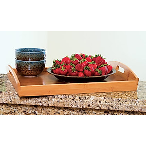 Lipper International Bamboo Wood Serving Tray with Veneer Bottom, 18.75" x 13.75" x 3"