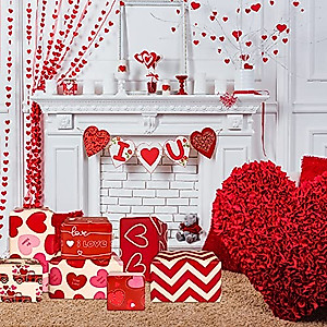 Whaline 12 Sheet Valentine's Day Wrapping Paper Red Heart Truck Gift Wrapping Paper 19.7 x 27.6 Inch I Love You Prints Sweet Present Packing Paper for Wedding Anniversary Baby Shower Birthday