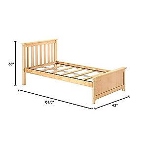 Max & Lily Twin Bed, Wood Bed Frame with Headboard For Kids, Slatted, Natural