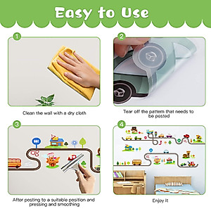 OOTSR Wall Decals, Car Track Wall Sticker Decor for Boys Girls Bedroom, Nursery Room, Home, Living Room Decor