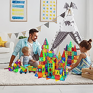 Bmag Magnetic Tiles, 100PCS Magnet Building Blocks for Kids , Stacking Building Set for Boys Girls, STEM Preschool Educational Learning Construction Toy with 2 Cars