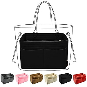 OMYSTYLE Black Large Purse Organizer Insert for Handbags, Felt Bag Organizer for Tote & Purse, Tote Bag Organizer Insert with 5 Sizes, Compatible with Neverful Speedy and More（11.4"×5.9"×6.9"