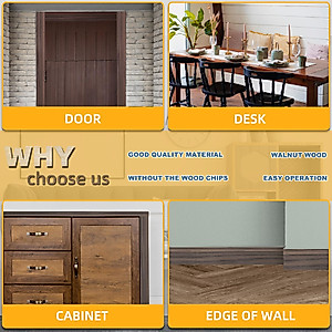 GSCIT Club Wood Grain Repair Tape, 2.4 inch X 15ft Self Adhesive Walnut Grain Repair Patch for Tables, Chairs, Baseboards, Doors, Windows, Floors, Handicraft DIY.