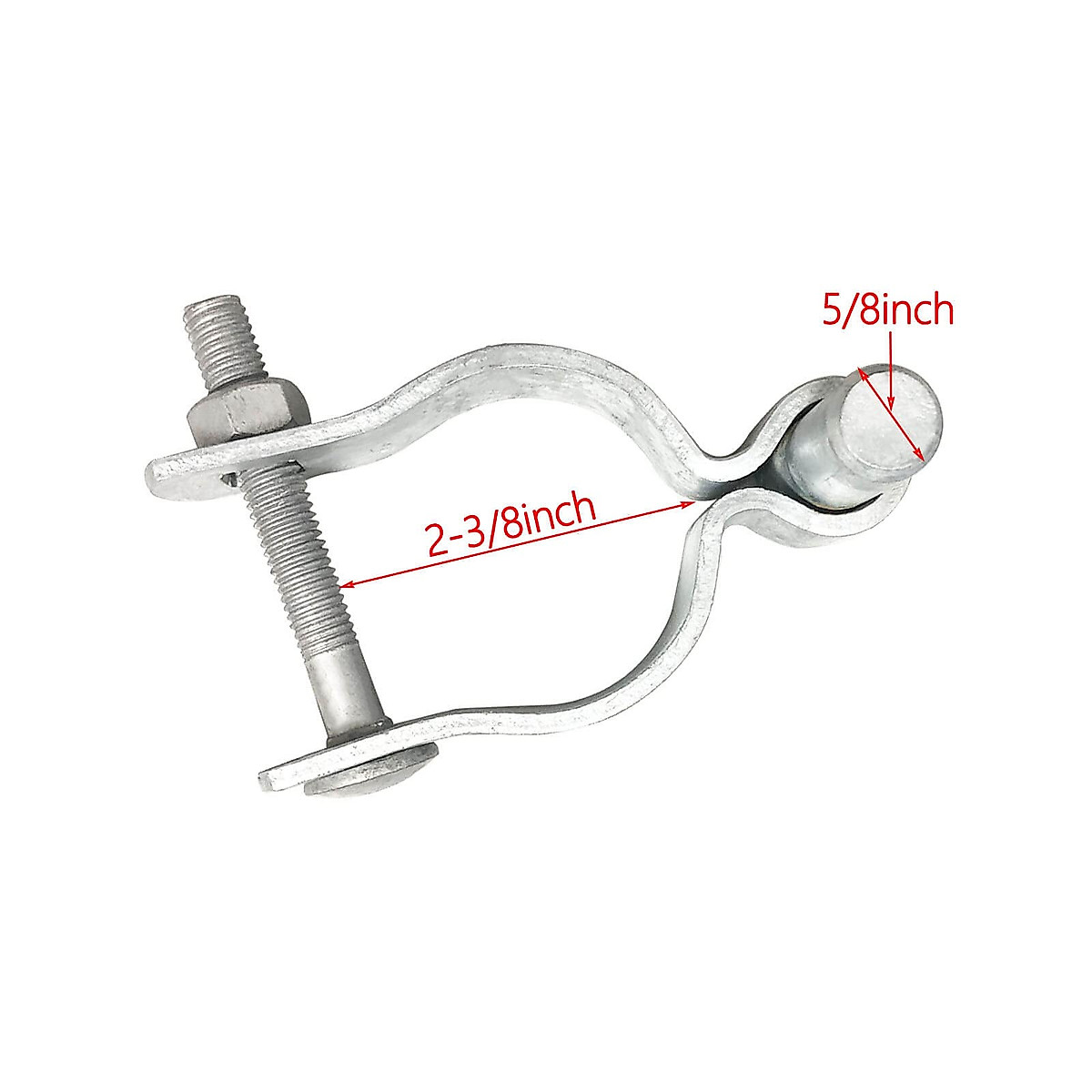 2 Pack Chain Link Fence Gate Post Hinge - Use for Outside Diameter Post/Pipe - Galvanized Chain Link Post Gate Hinge - Nut/Bolt Included (2-3/8 Inch)