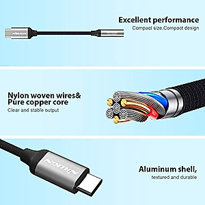 Nillkin USB C to 3.5mm Headphone Adapter,USB Type C to 3.5mm Headphone Audio Jack Hi-Fi DAC Chip Cable Adapter for Galaxy S20 Ultra/S20+/Note 10,iPad Pro 12.9/11,One Plus 8/7 Pro,Pixel 4/3/2,Silver
