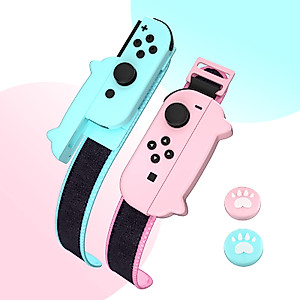 NANANINO Dance Switch Wristband, Wrist Bands for Dance Switch 2023 2022 2021 2020 2019, Adjustable Elastic Straps for Joy-Cons Controller - PinkBlue (2 Packs)