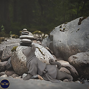 World of Wonders Zen Animals Meditation Outdoor Garden Statues | Asian Patio Decor and Front Yard Statues | Garden Welcome Statue Zen Items for Office - Cat