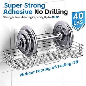 Shower Caddy 2 Pack,Adhesive Shower Organizer for Bathroom Storage&Home Decor&Kitchen,No Drilling,Large Capacity,Rustproof Stainless Steel Bathroom Organizer,Shelves for Inside Shower (2 sliver)