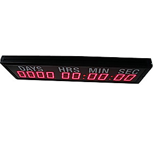 AZOOU 2.3-inch 10 Digits with Red Color LED Timer Countdown/up Wall Mounted Clock with Days Hours Mins Secs