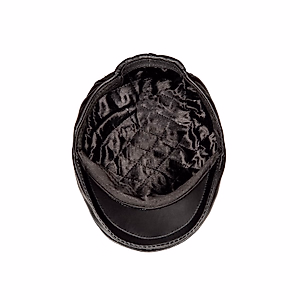 m metellıno METELLINO, Men's Leather Flat Cap, Newsboy Cap, Black Ivy Hats