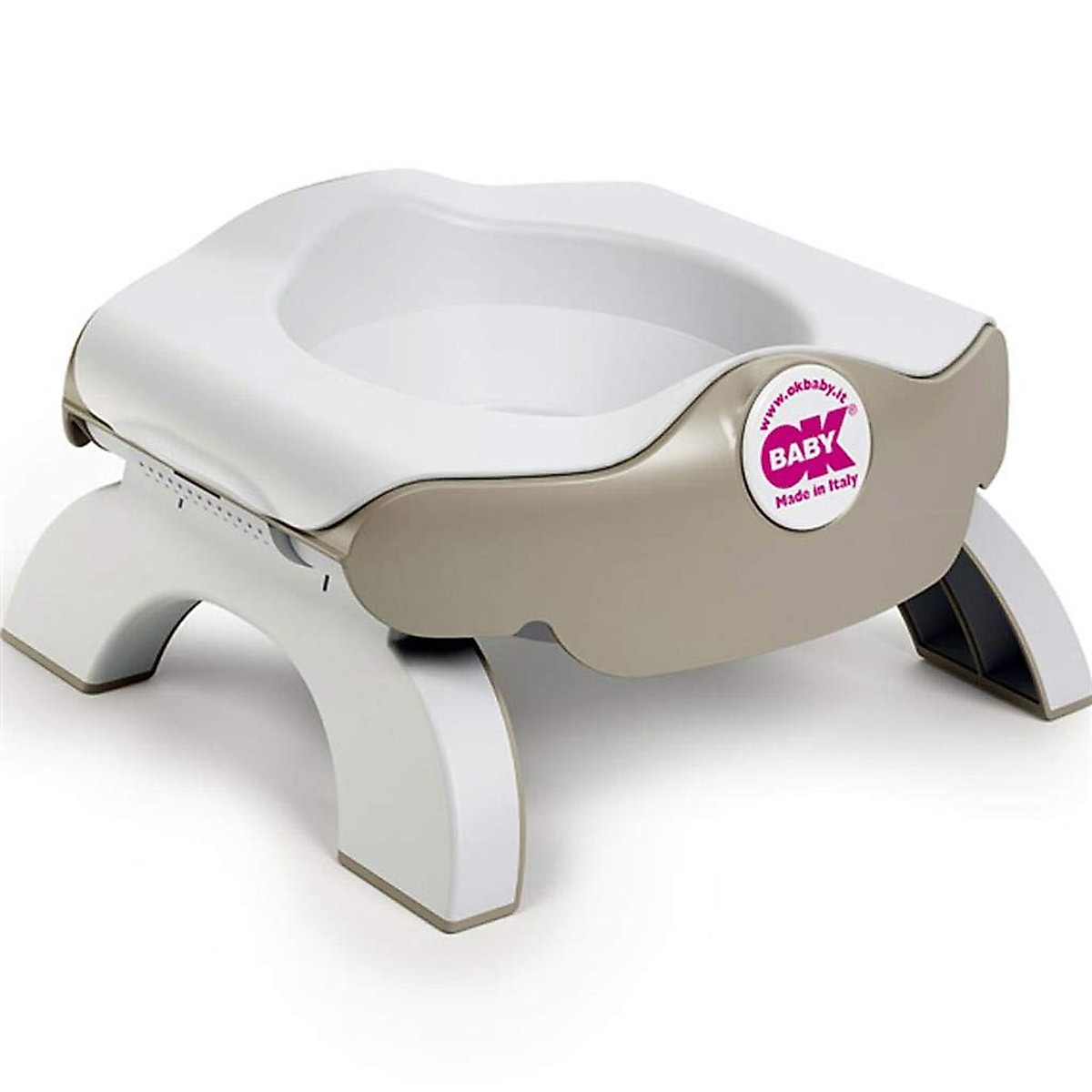 Ok Baby On The Spot 3 in 1 Travel Potty Seat - Compact & Lightweight Design - Features Non-Slip Rubber Base - Removable Inner Bowl - Toilet Training Seat for Toddlers & Children, Grey