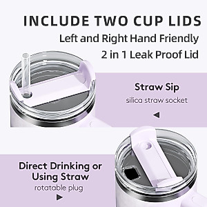 ZUWOZU 40oz Tumbler with Handle, Insulated Tumbler with Straw and Spout Lid, Coffee Mug Stainless Steel Travel Mug Cup for Water, Tea or Iced Coffee, Keeps Cold for 24hrs or Hot for 12hrs, Leak-proof