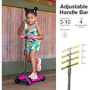 6KU Scooter for Kids Ages 3-10 with Flash Wheels, Kids Scooter 4 Adjustable Height, Toddler Scooter Extra-Wide PU LED Wheels, 3 Wheel Scooter for Kids for Girls & Boys Learn to Steer(Blue)