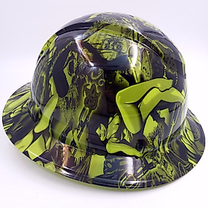 Wet Works Imaging Customized Pyramex Full Brim Green Biker Babes Hard Hat with Ratcheting Suspension