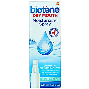 Biotene Gentle Mint Moisturizing Mouth Spray, Sugar-Free, for Dry Mouth and Fresh Breath, 1.5 Fl Oz (Pack of 2)