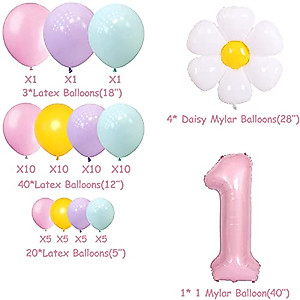 95 Packs One Groovy Baby Birthday Party Kit One Groovy Baby Banner Cake Topper Hippie Cupcake Toppers Daisy Mylar Balloon for Groovy First Birthday Hippie Baby Birthday Party Decorations