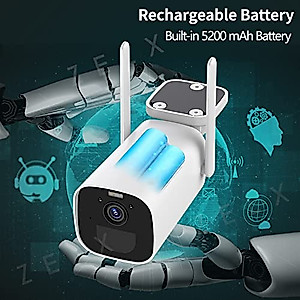 Security Camera Camera 3MP Bullet Camera WiFi 3W Solar Panel Wireless Video Surveillance CCTV Built-in 5200 mAh Rechargeable Battery Security Home Surveillance Camera with Spotlight ( Size : 3MP 64G A