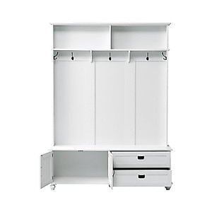 Bellemave Modern Wide Hall Tree with Bench, Shoe Storage, and 2 Large Drawers, White