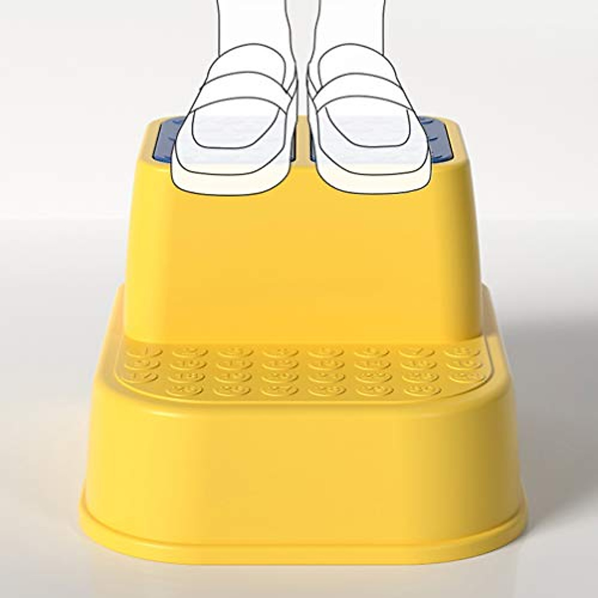 NUOBESTY Kids' Step Stools Toddlers Step Stool Anti-Slip Baby Kids Toilet Training Bathroom Up Step Stools with Double Steps for Brushing Teeth Washing Hands (Yellow) Toddler Stool