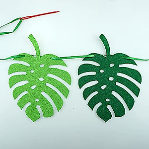 SaktopDeco 2 Pack Palm Leaf Garland Felt Tropical Garland Summer Banner Hawaiian Luau Party Birthday Baby Shower Decorations Supplies