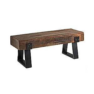 Plow & Hearth Richland Weatherproof Indoor Outdoor Entryway Bench | Holds Up to 300 lbs | Garden Patio Porch Park Deck | Wood | Natural