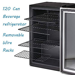 Antarctic Star Beverage Refrigerator Cooler - 145 Can Mini Fridge Glass Door for Soda Beer or Wine Small Drink Dispenser Clear Front for Home, Office or Bar, Silver,4.4cu.ft