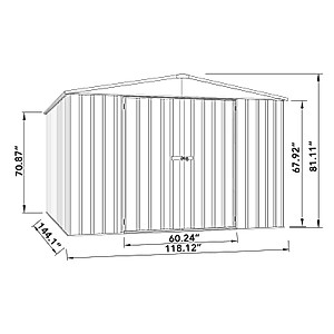 Absco Regent 10 Ft. x 12 Ft. Metal Storage Shed DIY Galvanized Steel Sheds for Tools, Bikes, Lawn & Garden Equipment, Outdoor Patio Furniture, Perfect in Backyard, Garden (Woodland Gray)