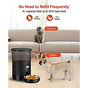 Automatic Cat Feeders with Timer, Cat Feeder Automatic Dog Food Dispenser for Pet Dry Food-Smart Pet Feeder Automatic Large Dog Feeder for Cats and Dogs with Stainless Steel Bowl, 1-6 Meals Per Day
