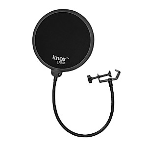 Knox Gear Pop Filter for use with Recording Studio, Boradcasting, and Podcasting Microphones - Flexible Gooseneck Mount & Windscreen