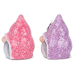 Napco Spring Bugs Gnome 3 Inch Tall Blue Pink Ceramic Garden Figurine (Set of 2)