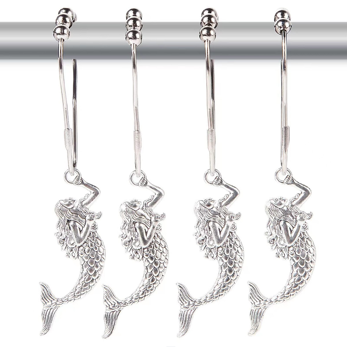 URTAINGS 12 Pcs Decorative Shower Curtain Rings Shower Curtain Ring Home Bathroom Stainless Steel Rustproof Skeletons with Decor Accessories